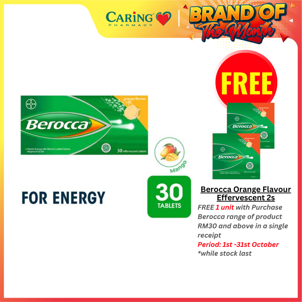 BEROCCA MANGO FLAVOUR EFFERVESCENT TABLET 30S | Shopee Singapore