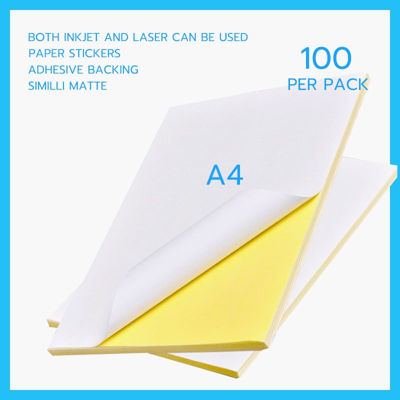 100pcs A4 Sticker Paper Adhesive Paper / Glossy Mirrorkote / Similli ...