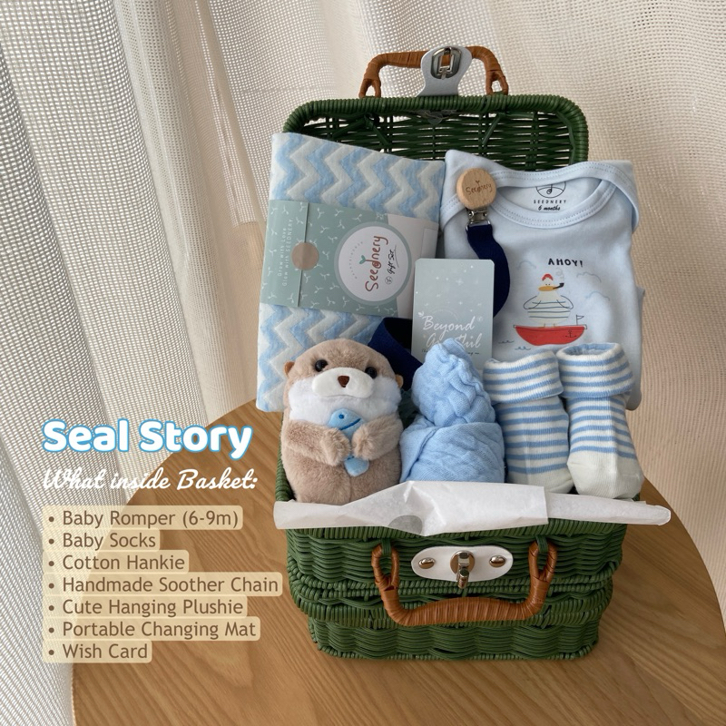 Seednery Rattan Basket Baby Box Set for newborn to 1year baby girl boy ...