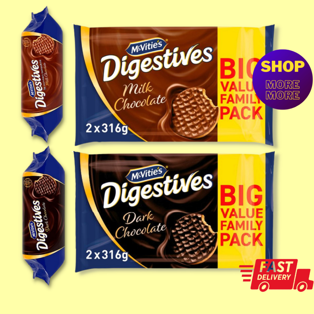 McVities Milk Dark Chocolate Digestives Biscuits Single/Twin Pack 2x ...