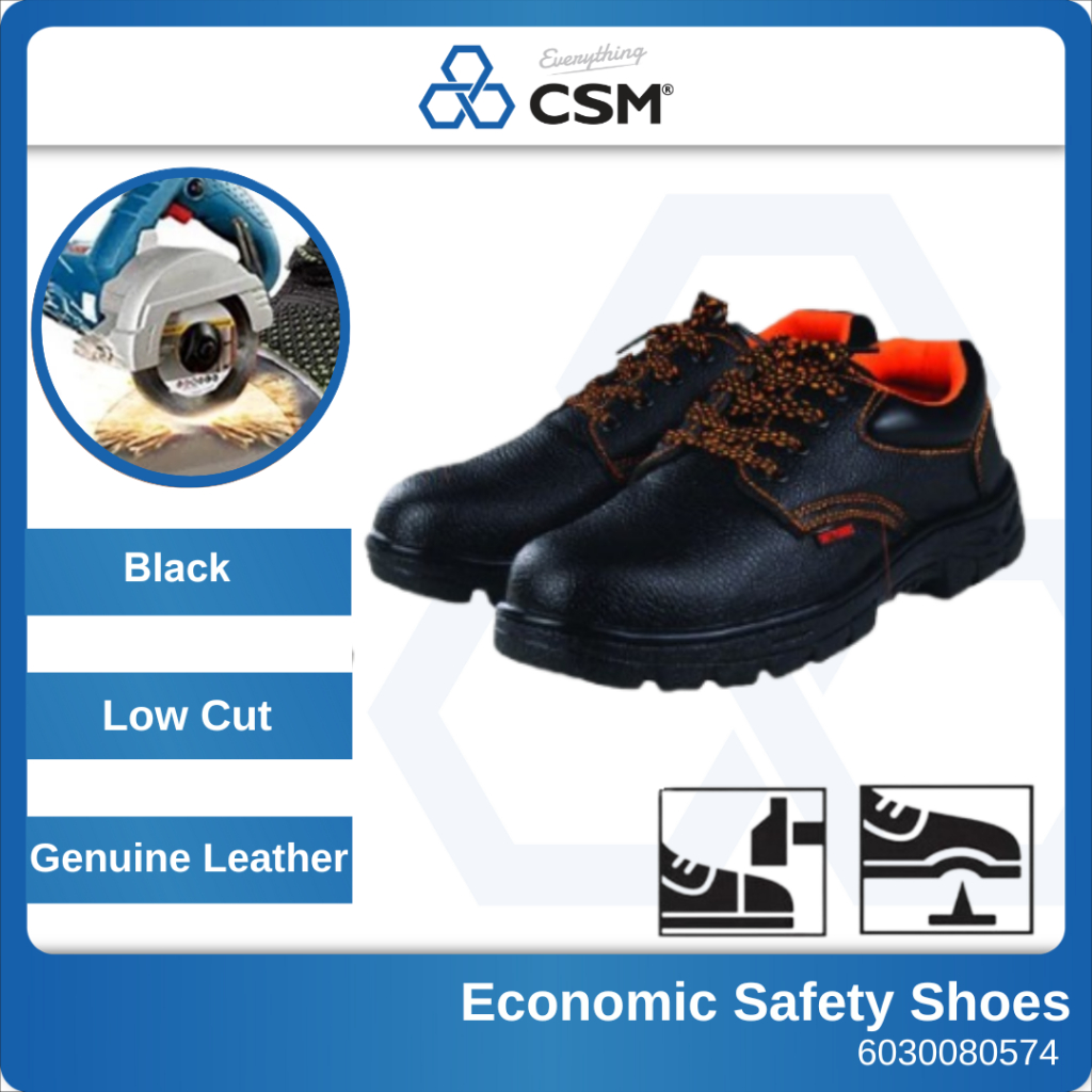 CSM Safety Shoe Steel Toe Cap Mid Sole Low Cut Black Safety Boots Kasut ...