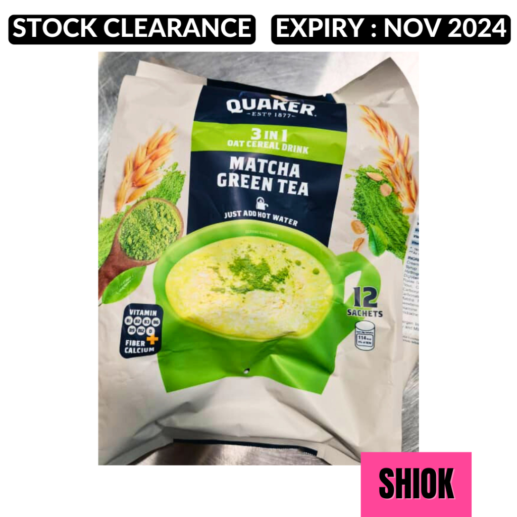 QUAKER 3 in 1 Oat Cereal Drink - Matcha Green Tea (12 x 28g) (EXP: NOV ...