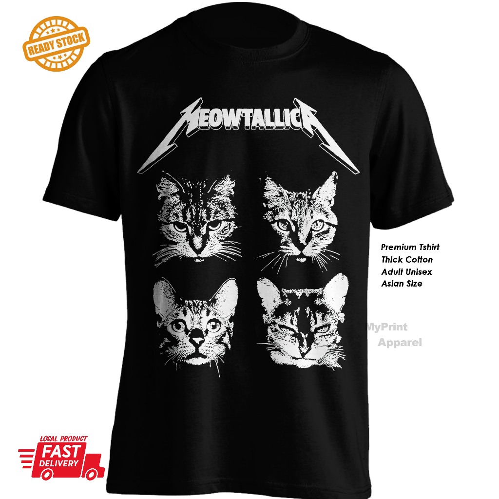 Cat Metallica Rock Heavy metal band oyen kucing meow funny cotton ...