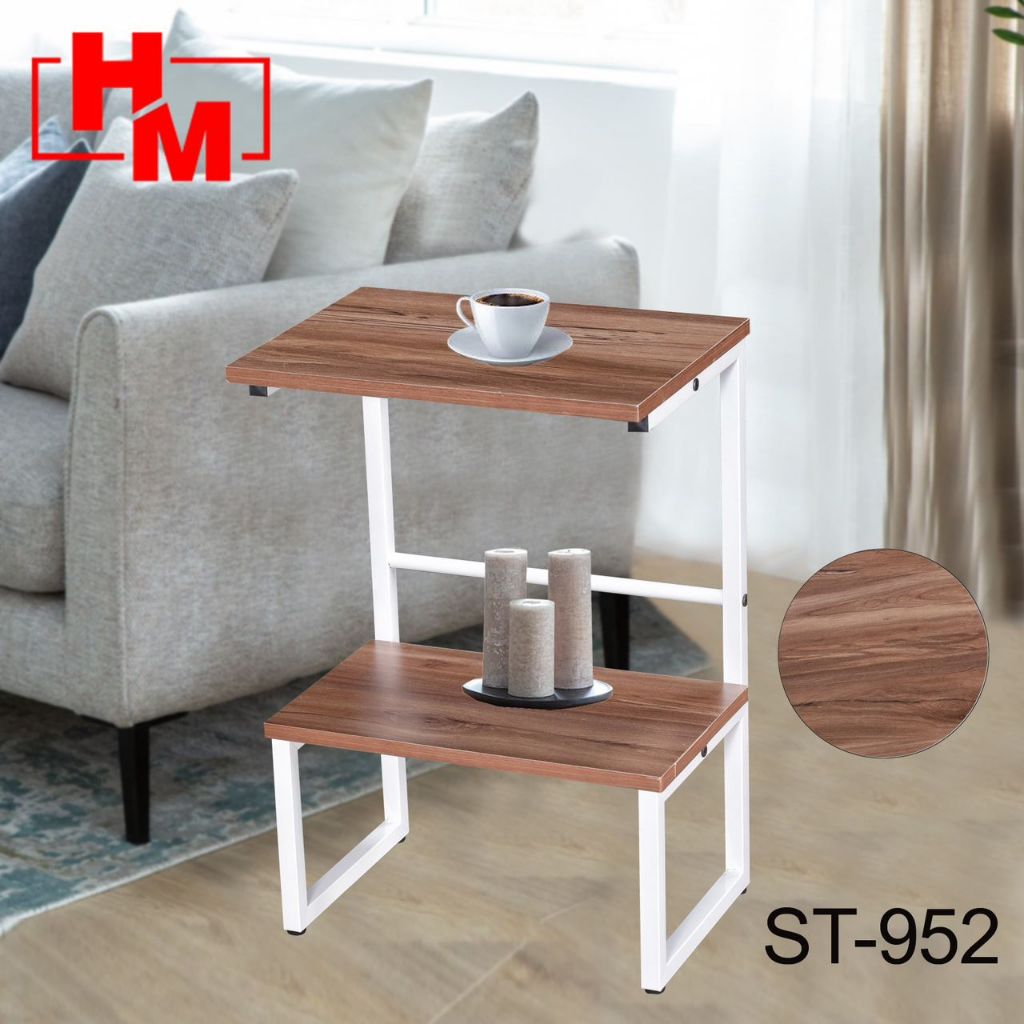 HM Home 2 Layer Metal Wooden Side Coffee Table Bedside Table Living ...