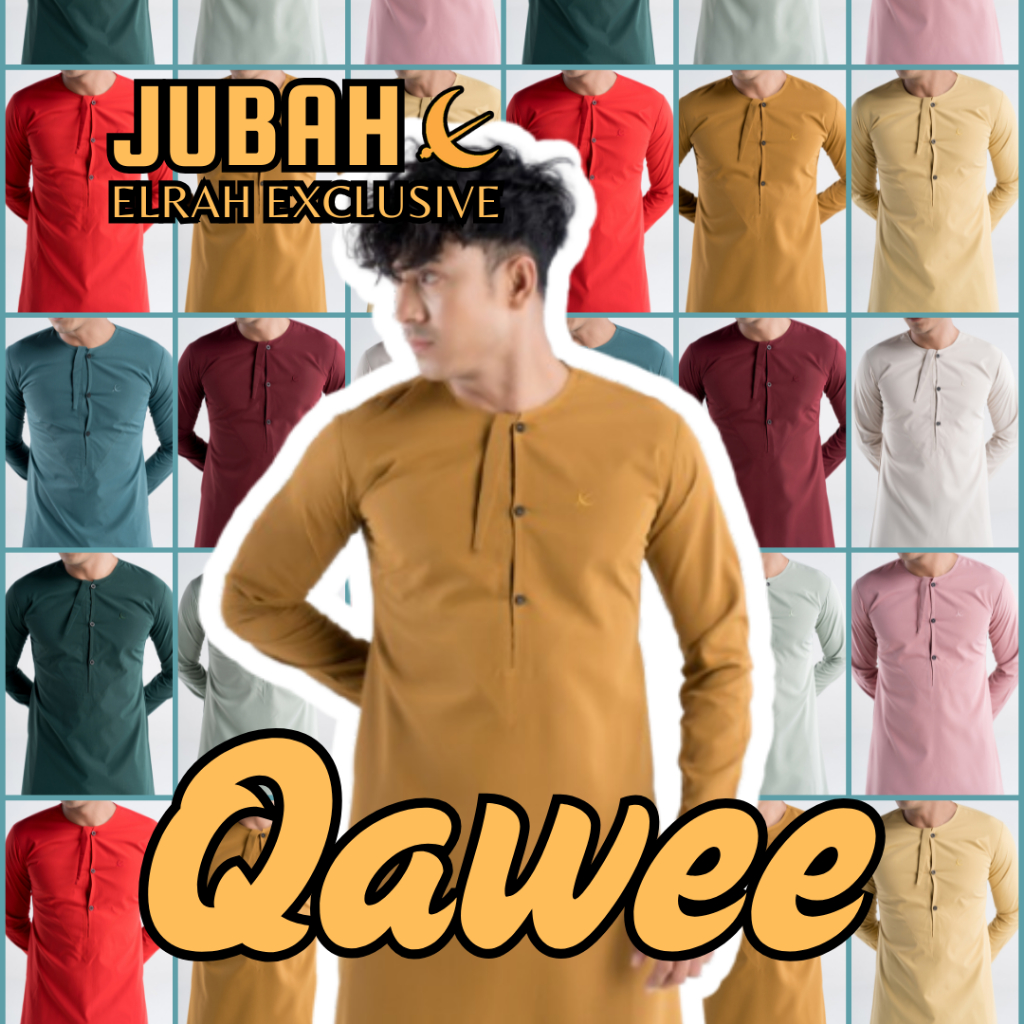 Jubah Qawee Elrah Exclusive BAJU RAYA White Black Dark Grey Navy Denim ...