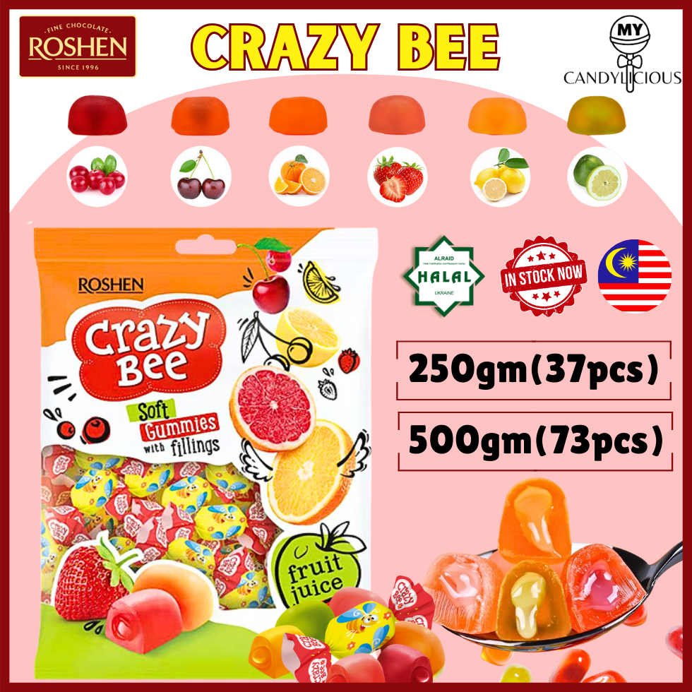 250/500gm ROSHEN Candy Crazy Bee Jelly Gula Gula Viral Gummy Halal ...