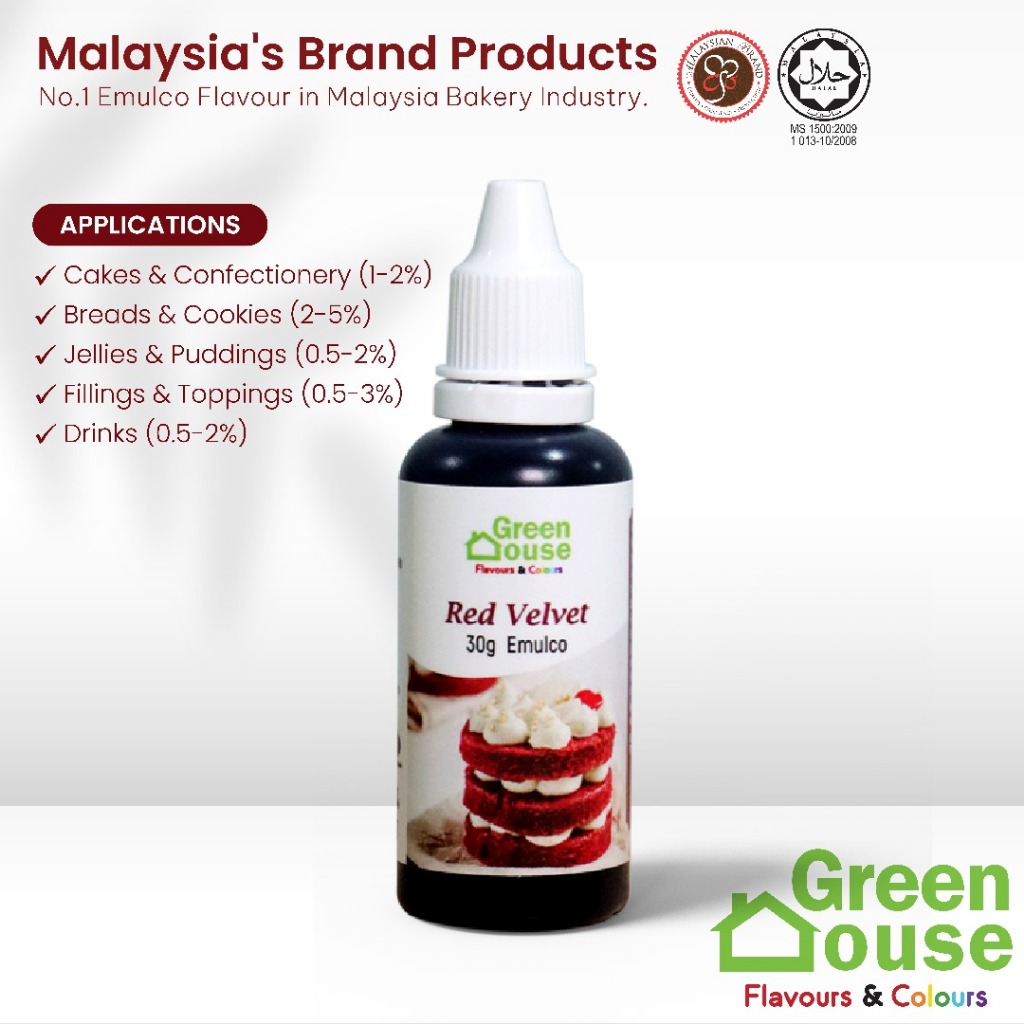 Red Velvet Emulco Perisa Pewarna Makanan-30g Red Velvet Emulco Green ...