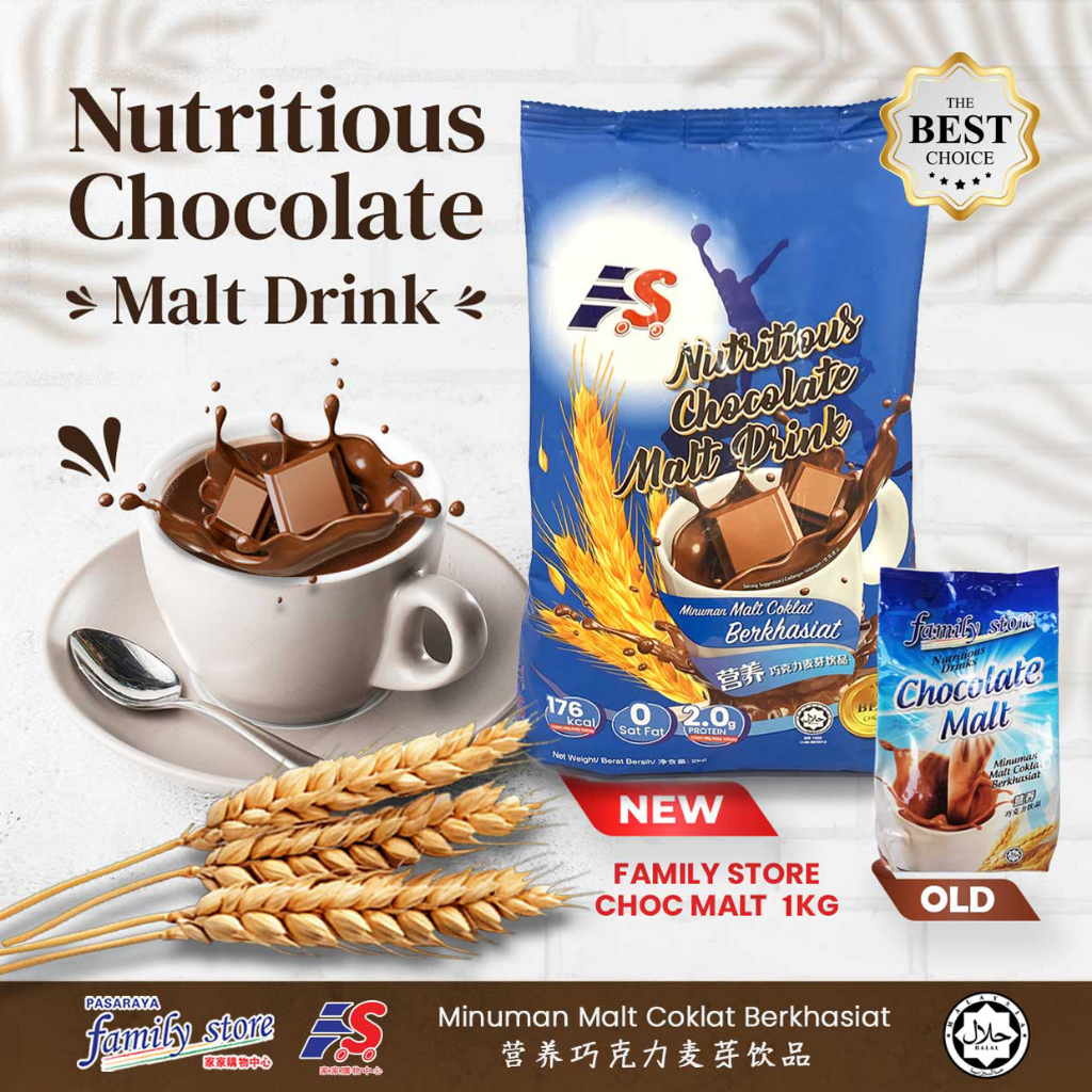 Family Store Chocolate Malt 1KG Chocolate Drinks Nutrious Chocolate Powder Drinks Serbuk Coklat ...