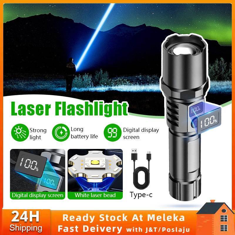 LED Torch Light Super Bright Lampu Suluh Flashlight Zoomable Display ...