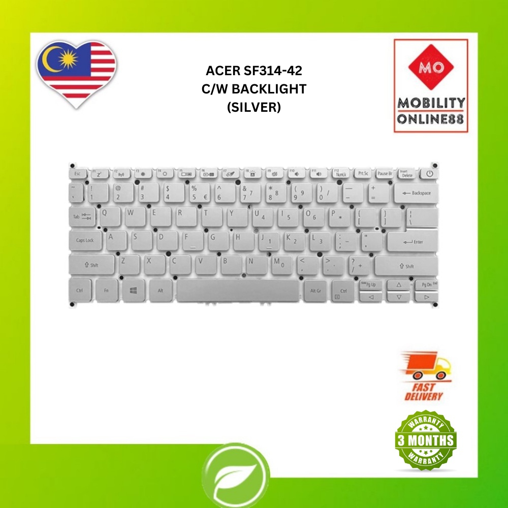 Acer SF314-42 comes with BACKLIGHT (SILVER) Laptop Keyboard | Shopee ...