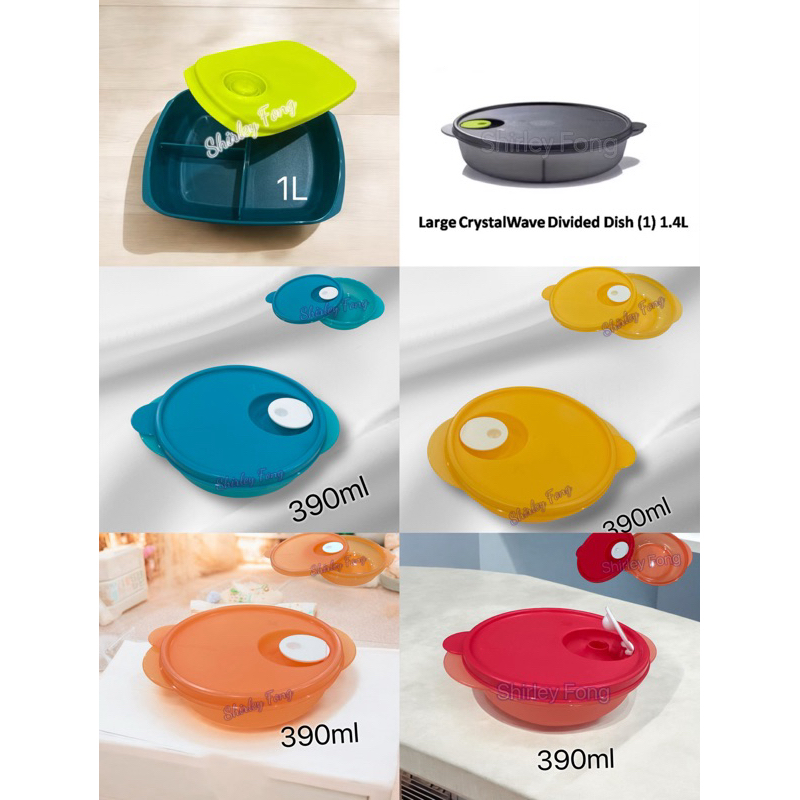 Tupperware Crystal wave Lunch Box 390ml / 825ml / 900ml / 1.5L | Shopee ...