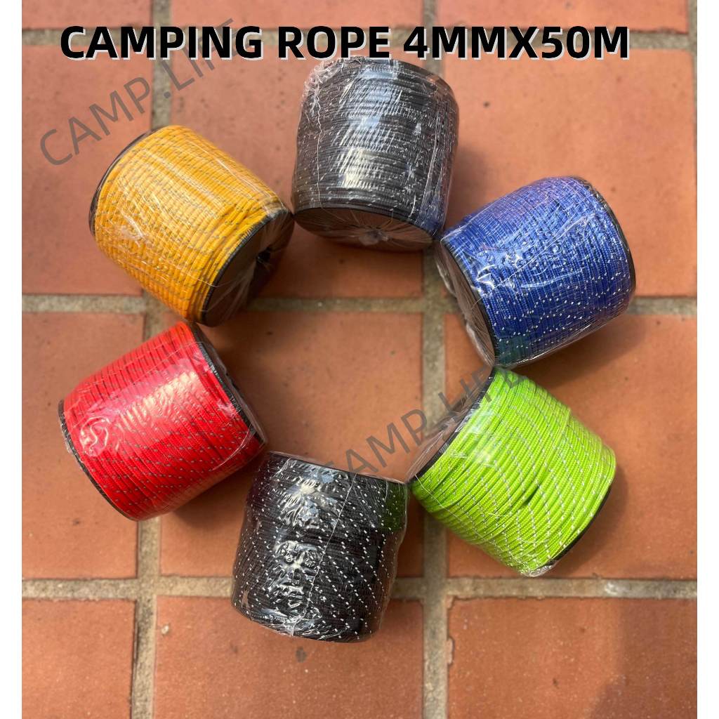 50M Camping Rope Tali Khemah Tali Flysheet Reflective Wind Rope Tent ...