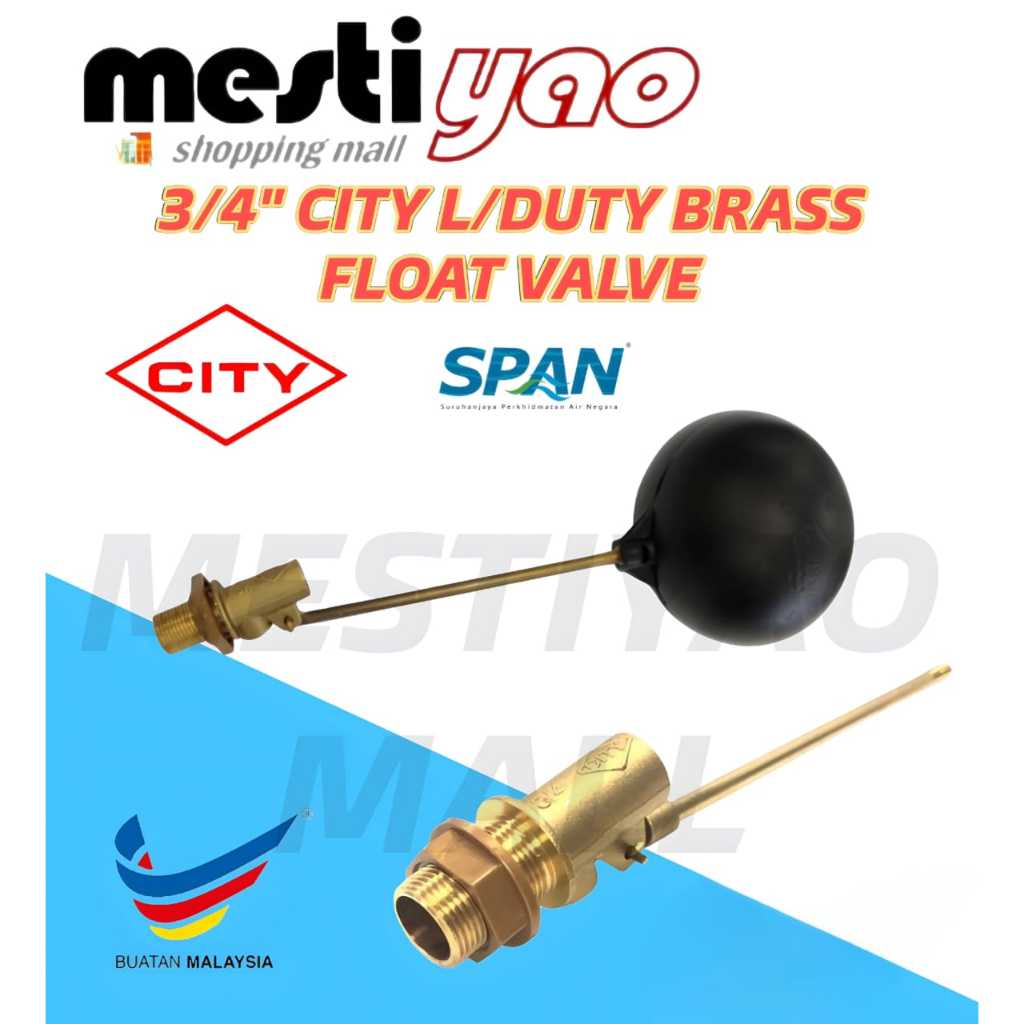 3/4" Light Duty City Brass Float Valve/Batang Bola tangki Tambaga ...