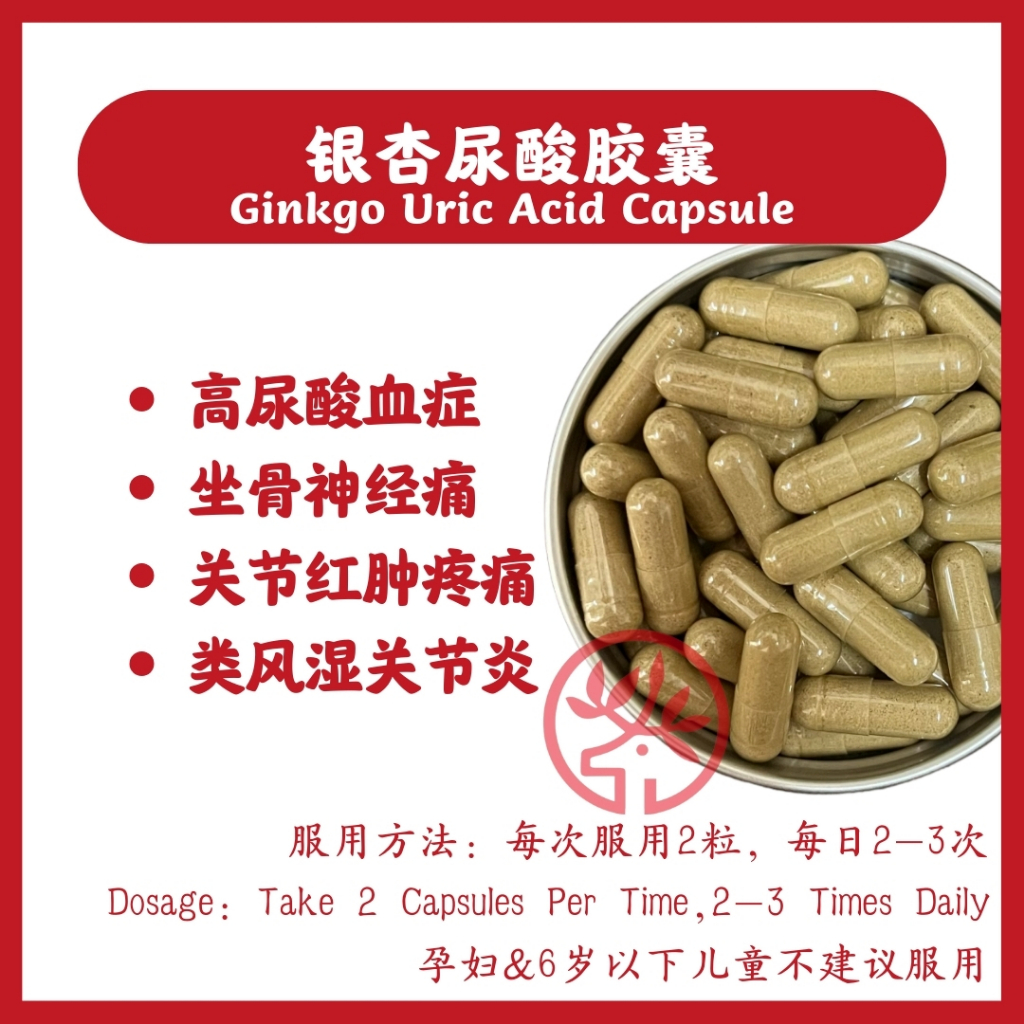银杏尿酸胶囊 (特效浓缩) Ubat Ginkgo Uric Acid Capsule 尿酸丸 尿酸药 尿酸草药 银杏尿酸丸 Gout ...