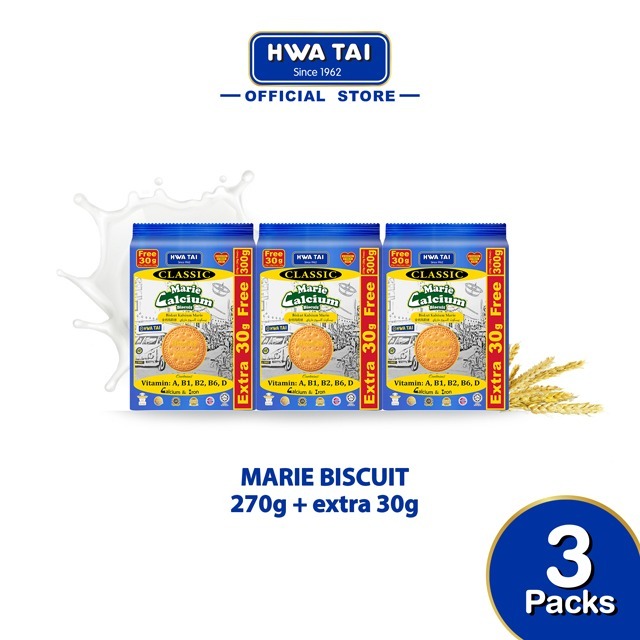 HWA TAI Classic Marie Biscuit (270g x 3 Packs) [Extra 30g] | Shopee Singapore