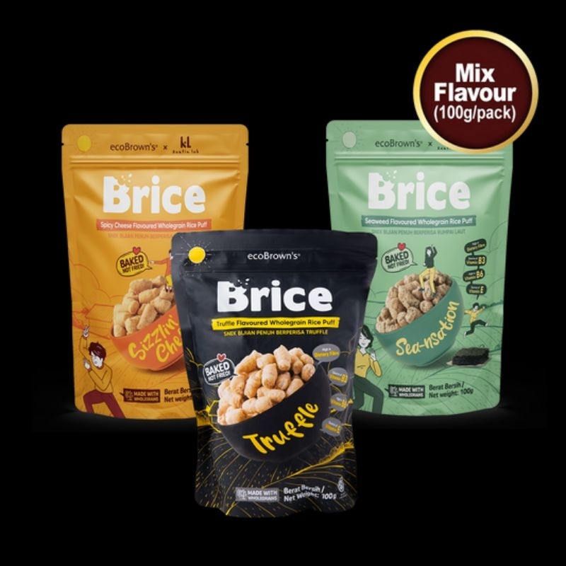 Ecobrown's Brice Wholegrain Rice Puff (Spicy Cheese Flavoured & Seaweed ...