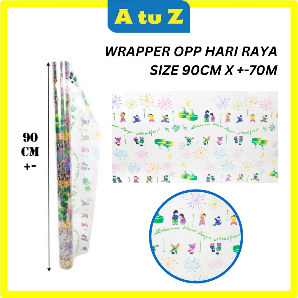 AtuZ 72 meter OPP Wrapping Paper Plastik Raya Kertas Pembalut Hamper ...