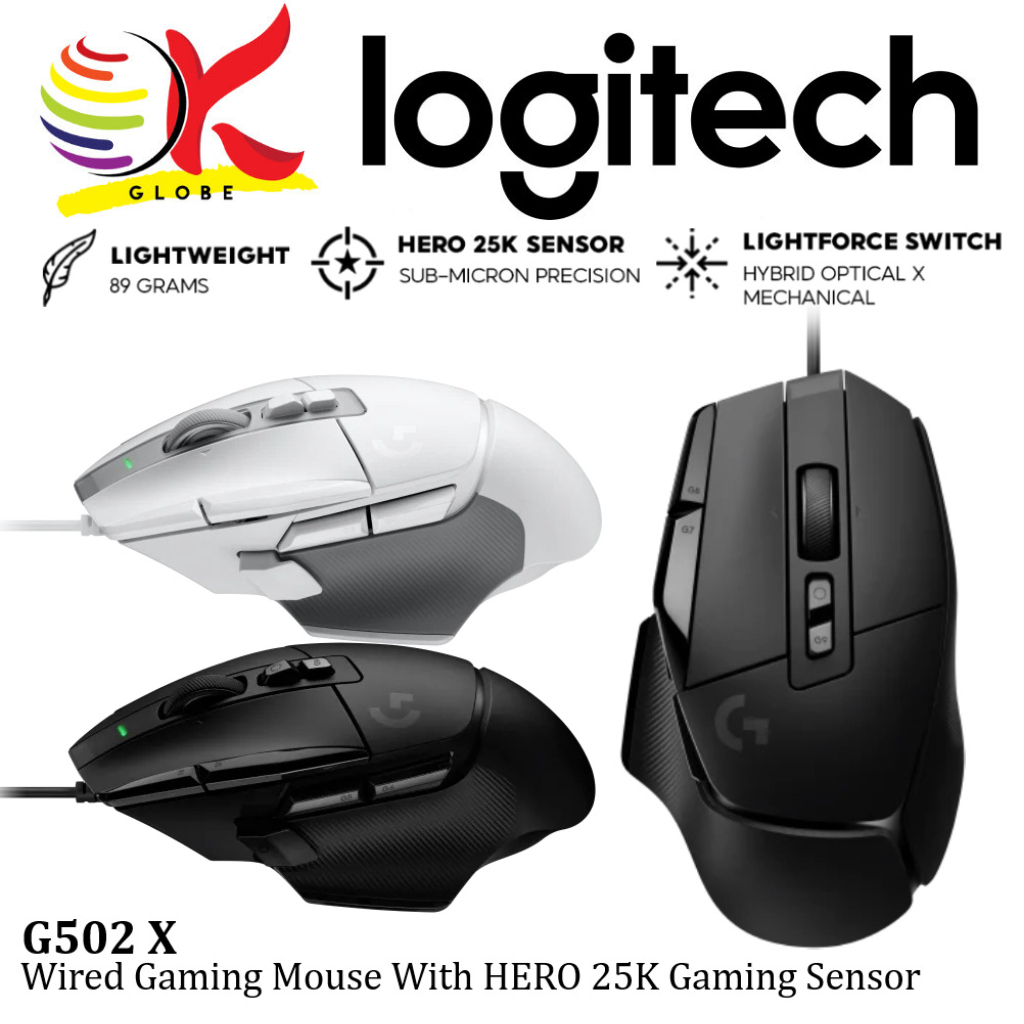 LOGITECH G502 X WIRED GAMING MOUSE WITH HERO 25K SENSOR / LIGHTFORCE ...