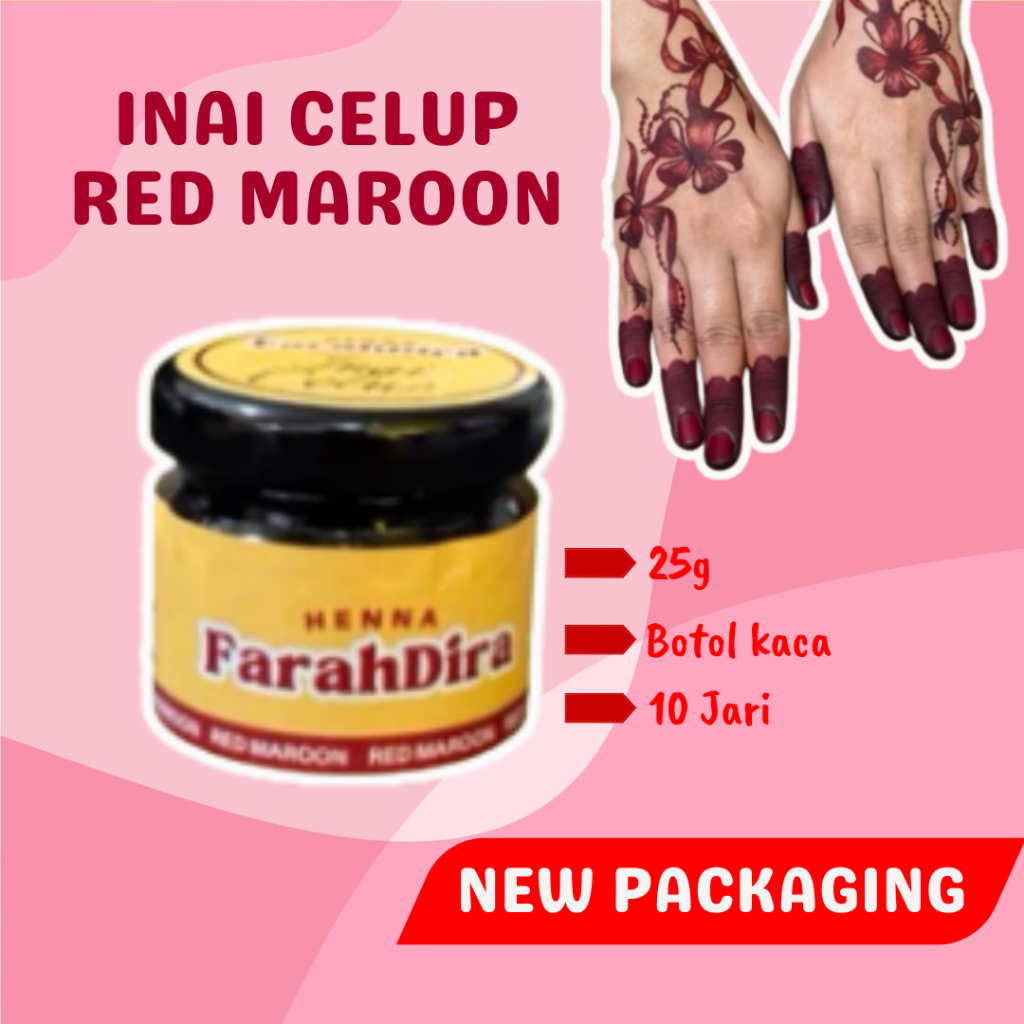 MERAH 1 Used Red Maroon Dip Henna 10 Fingers 25g Henna For Bride and ...