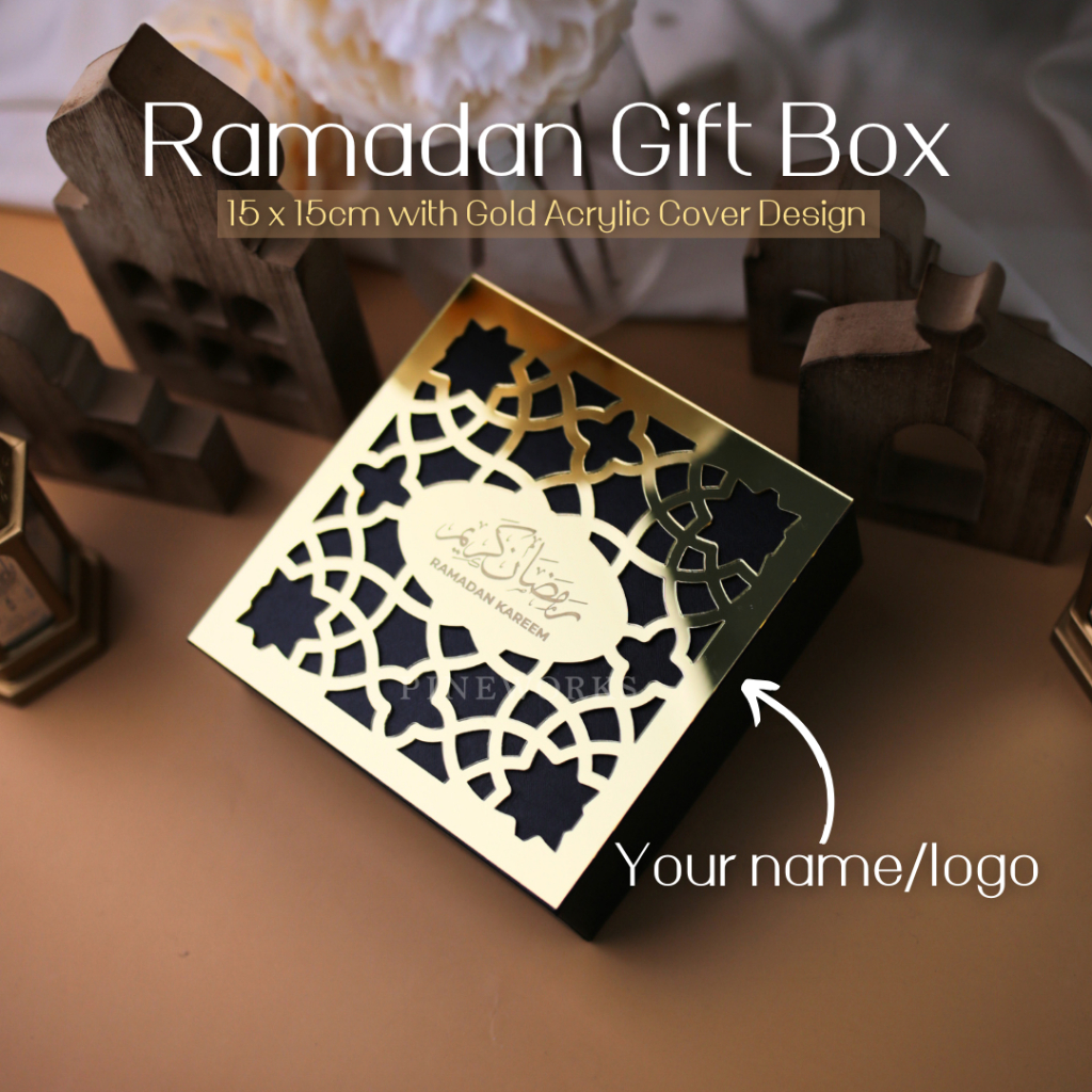 Raya Ramadan Exclusive Gold & Black Box with Acrylic Lid Laser Cut ...
