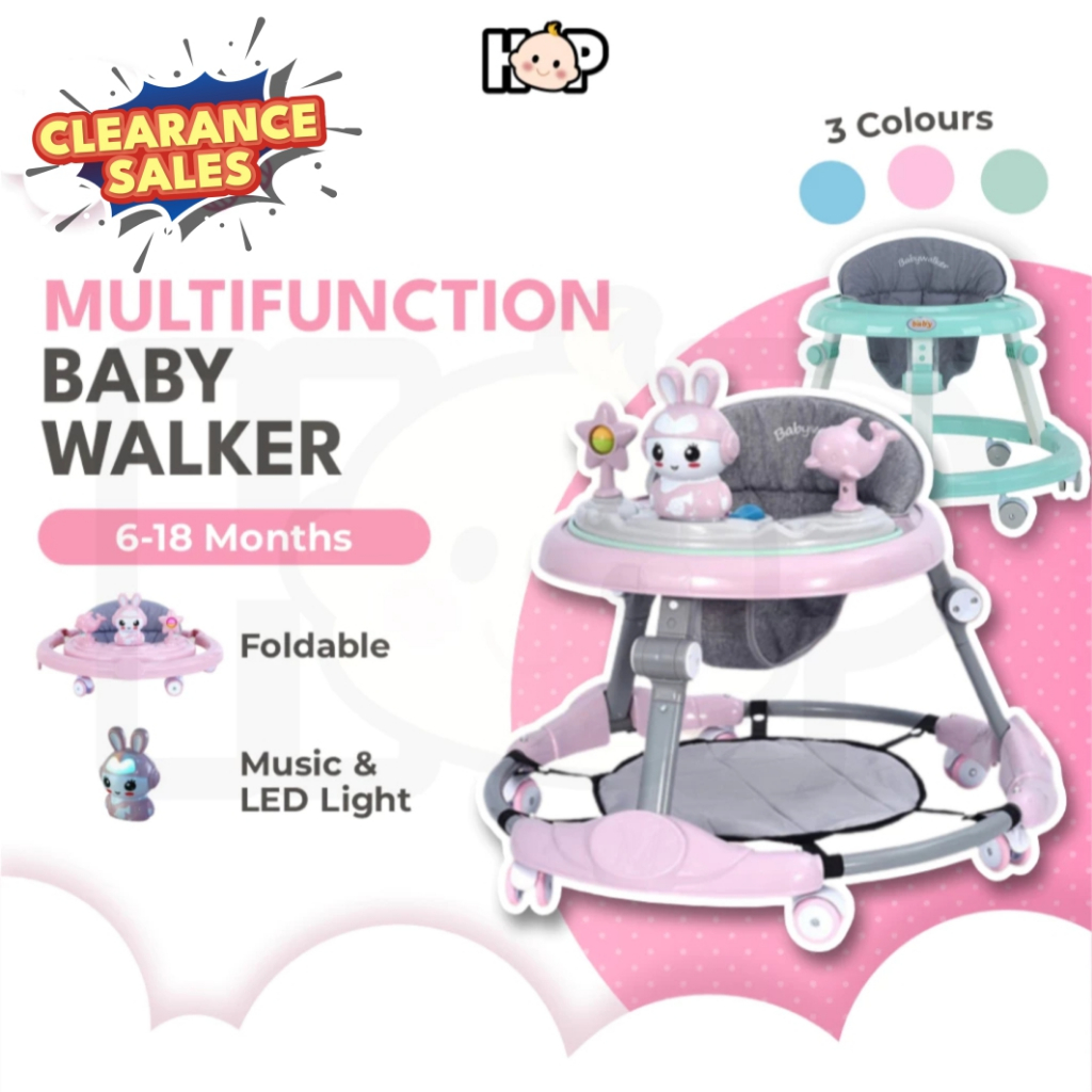 [Clearance] 6 Wheels Baby Walker With Music Height Adjustable Baby ...