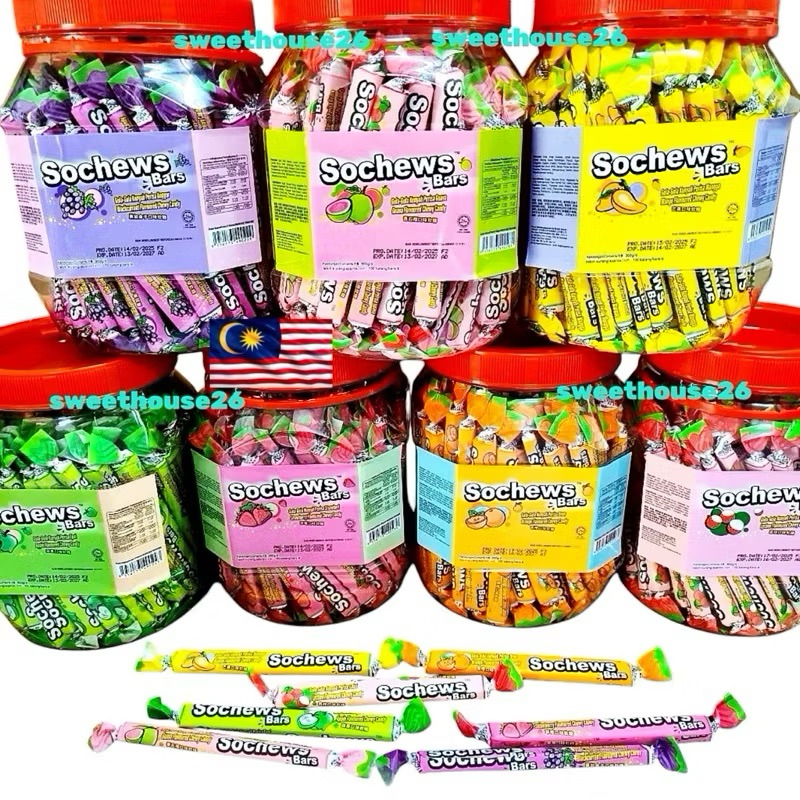 Sochews Bars Chewy Candy Mix Fruit Flavour 20pcs/100pcs(Halal) | Shopee ...