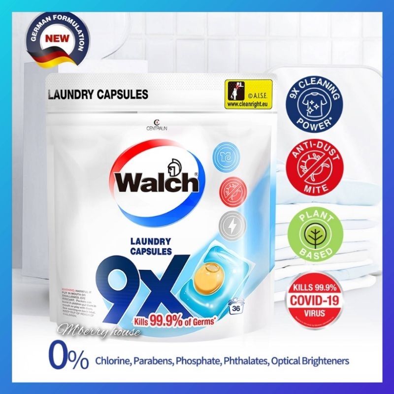 Walch 9X Antibacterial Laundry Capsules Refill (12g x 36pcs) | Shopee ...