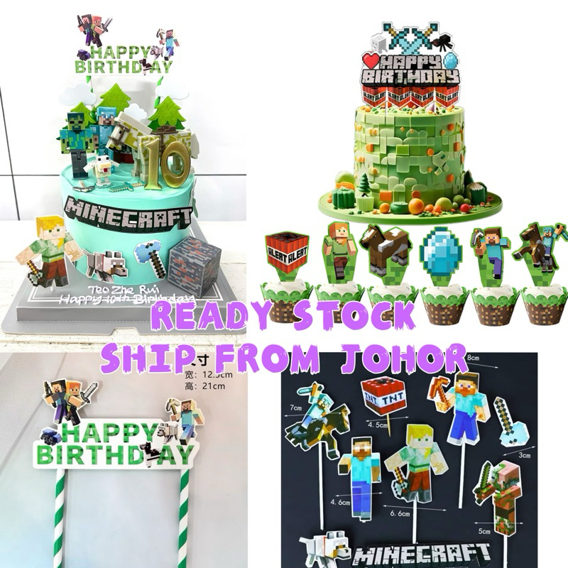IMOCHI minecraft Paper Card cake Plugin minecraft cake topper | Shopee ...