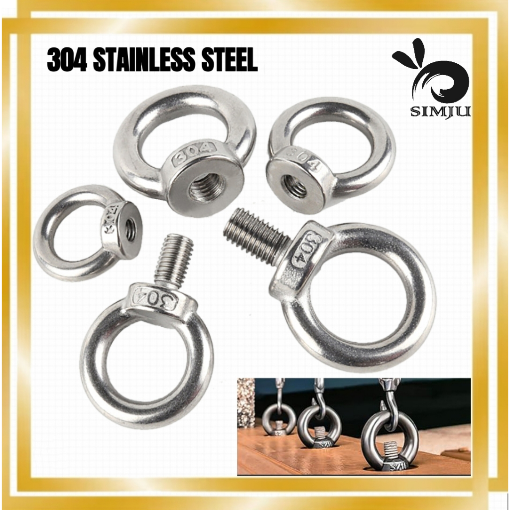 304 Stainless Steel Lifting Eye bolt Eye Screw Hook Wire Rope Bolt ...