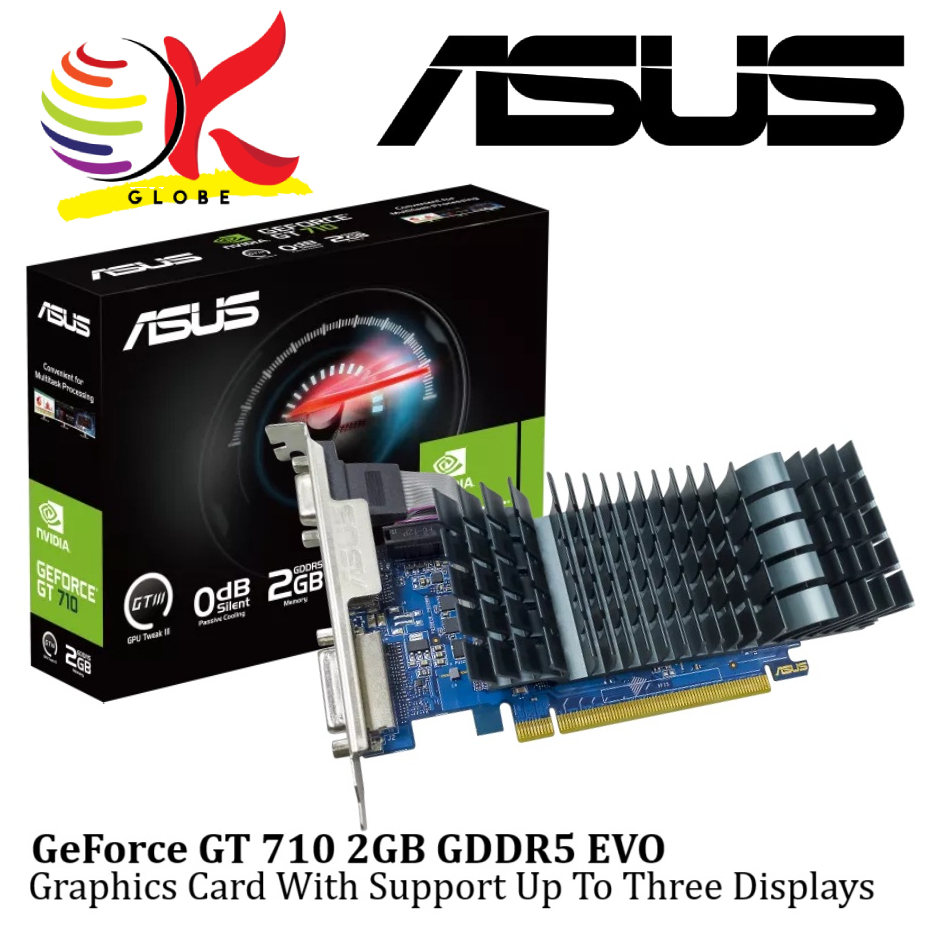 ASUS GEFORCE GT 710 2GB GDDR5 EVO 64BIT GRAPHICS CARD WITH GPU TWEAK III / SUPPORTS 3 DISPLAY ...