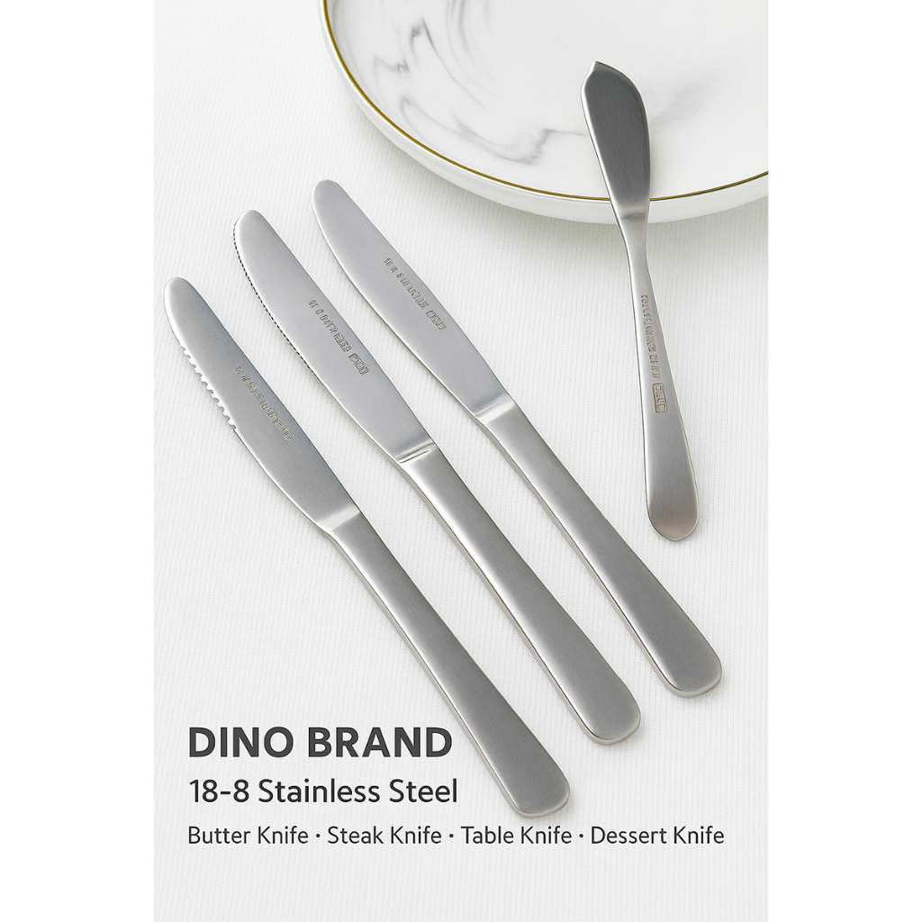 DINO 18-0 Stainless Steel Butter Steak Knife Table Knife Dessert Knife ...