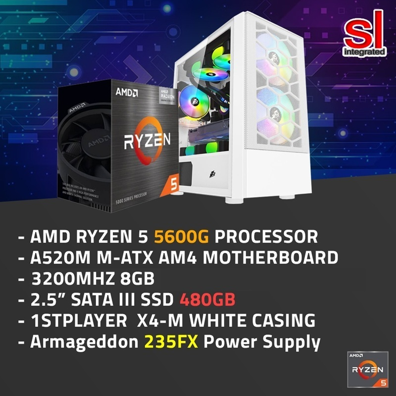 GAMING PC Ryzen 5 5600G Entry Level Desktop Gaming PC Package | Shopee ...