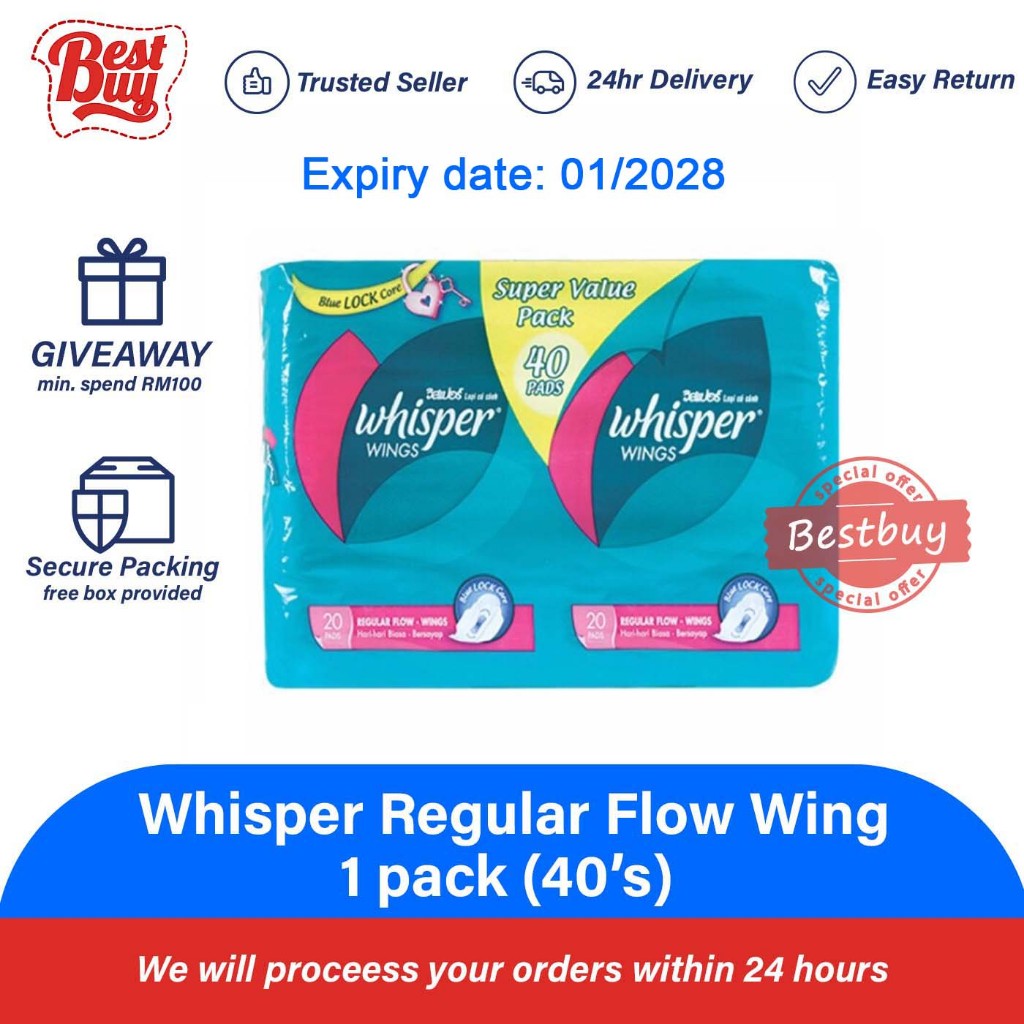 Whisper Regular Flow Wing Value Pack (40s x 23cm) | Shopee Singapore