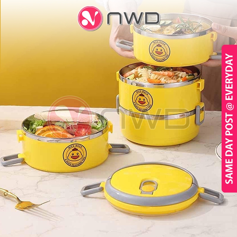 SECURE LOCK 》Multi Layer Stainless Steel Lunch Box Food Duck Container ...