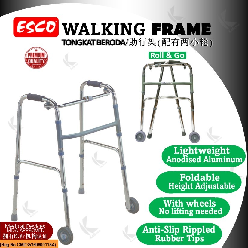 Esco Walking Frame With Wheels/Tongkat Beroda/助行架(配有两小轮) | Shopee Singapore