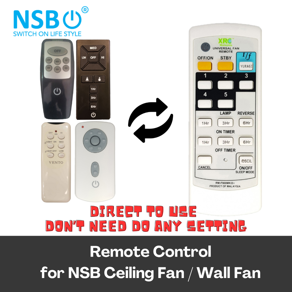 Universal Fan Remote Control NSB Ceiling Fan / Wall Fan Vento | Shopee ...