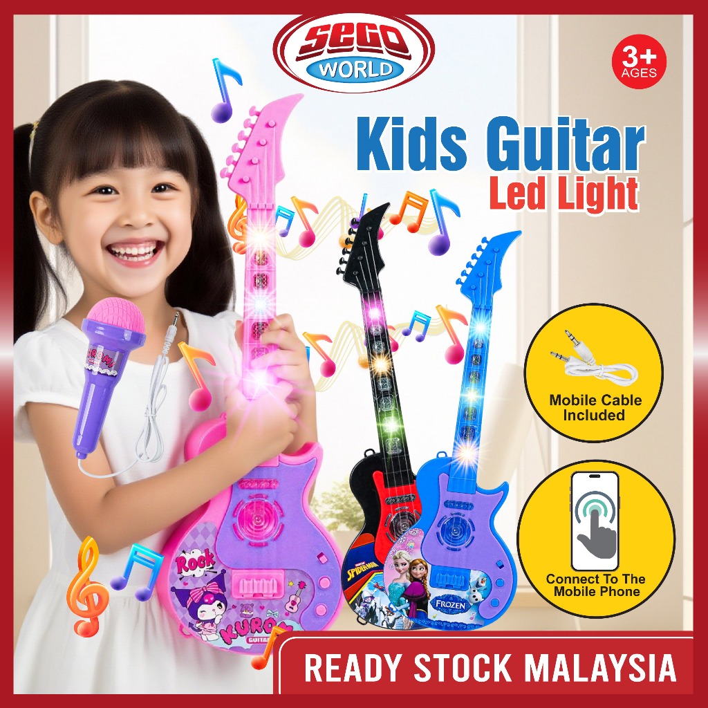 Mainan Muzik Electronic Guitar With Sound Light Musical Guitar Toys Kid ...