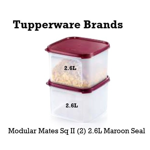 TUPPERWARE MODULAR MATES SQUARE II 2.6 L (1PC) Purple Seal Or Maroon ...