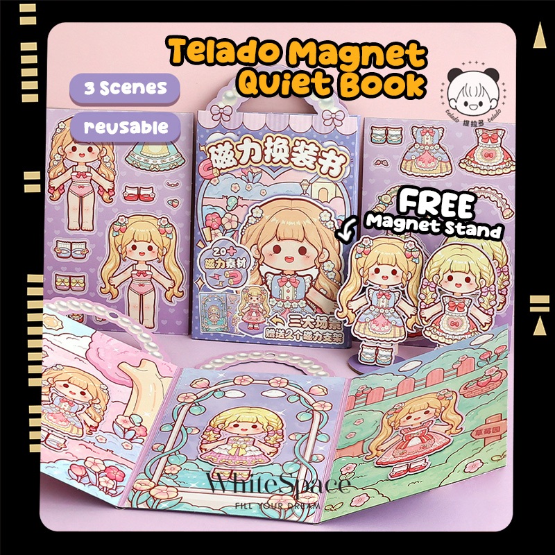 Whitespace Telado Magnet Quiet Book with Stand Girl Magnetic Quiet Book ...
