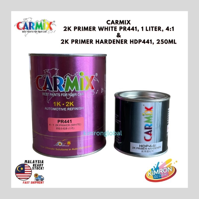 Carmix 2K Primer White PR441, 1 Liter 4:1 and 2K Primer Hardener HDP441 ...