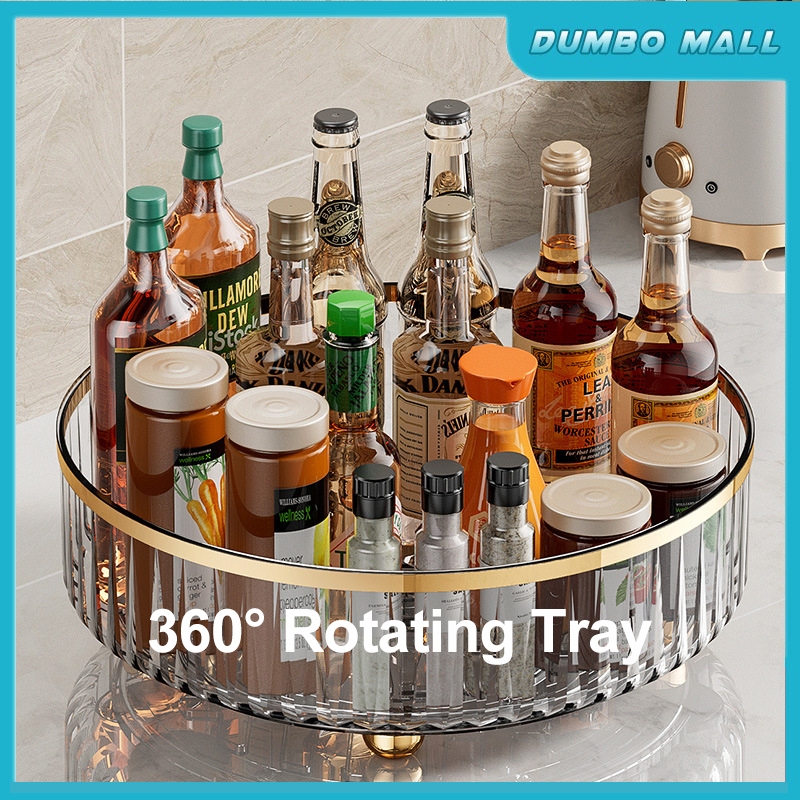 360 Rotating Tray Spice Rack Turntable Kitchen Organizer Seasoning ...