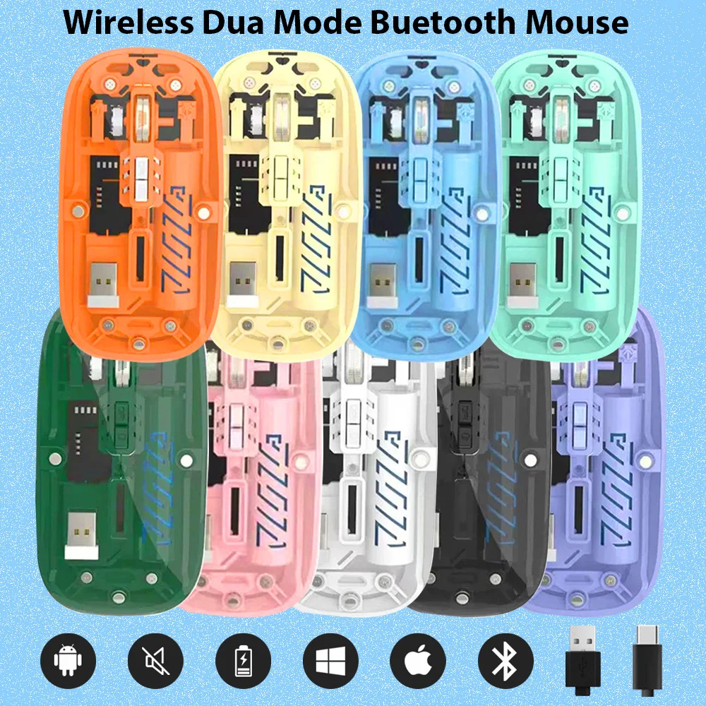 Transparent Wireless Mouse Dual Mode 2.4G Bluetooth-compatible ...