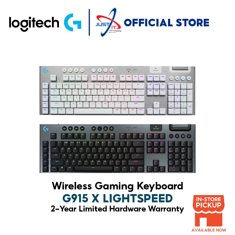 Logitech G915 X Lightspeed RGB Low-Profile Wireless Gaming Keyboard - Black/White | Shopee Singapore