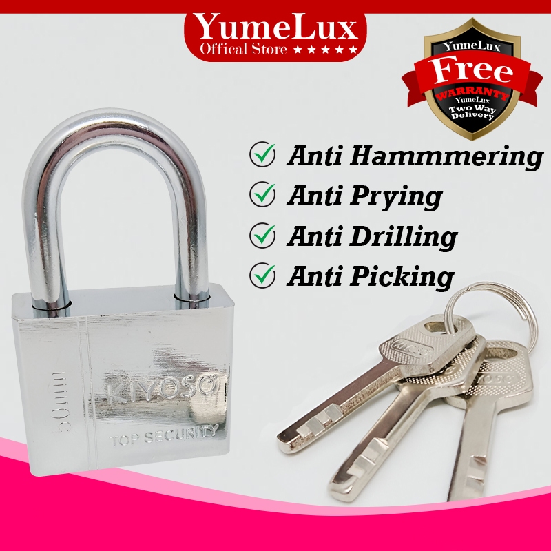YumeLux Stainless Steel High Security Heavy Duty Padlock 50MM Durable ...