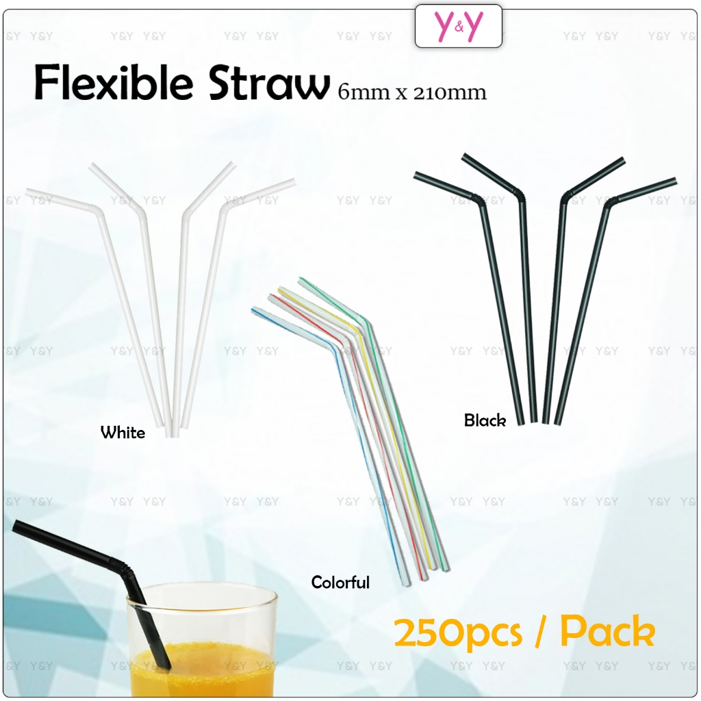 250pcs 210mm Flexible Straw / Art Straw / Plastic Straw / Party ...