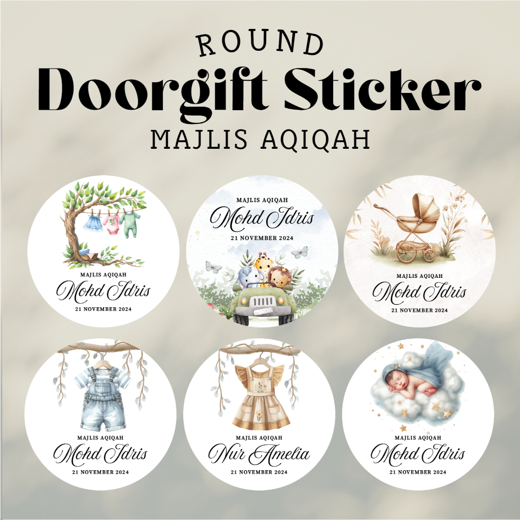 [STICKER] 50PCS Round Majlis Aqiqah Sticker DIY Custom | Shopee Singapore
