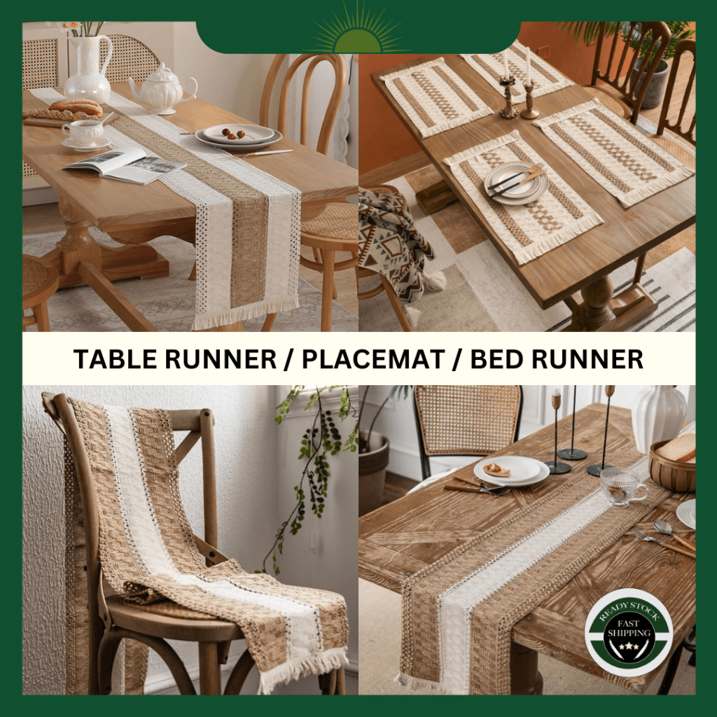 Restaurant Dining Table Decoration Bed Runner King Queen Bed Throw Kain ...