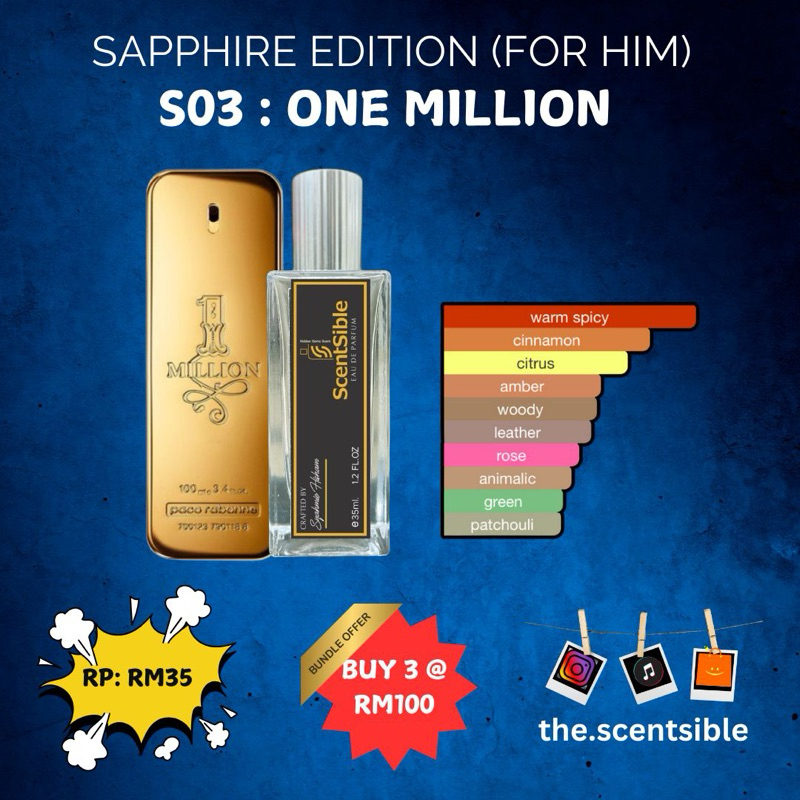 SAPPHIRE EDITION S03 DUPE/INSPIRED 1 MILLION | Shopee Singapore