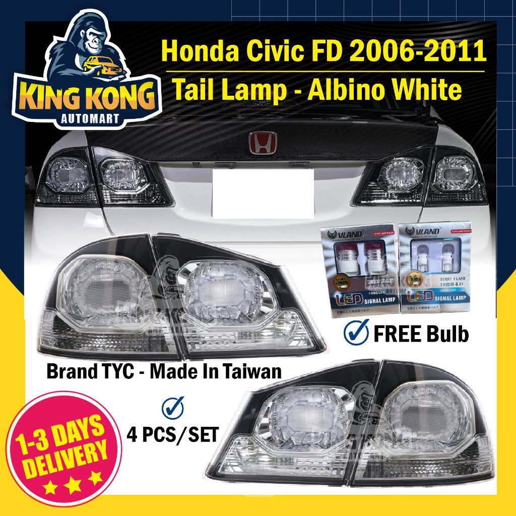 CIVIC FD TAIL LAMP ALBINO / FD2 REAR LIGHT / JDM / TYPE R /100% TYC ...