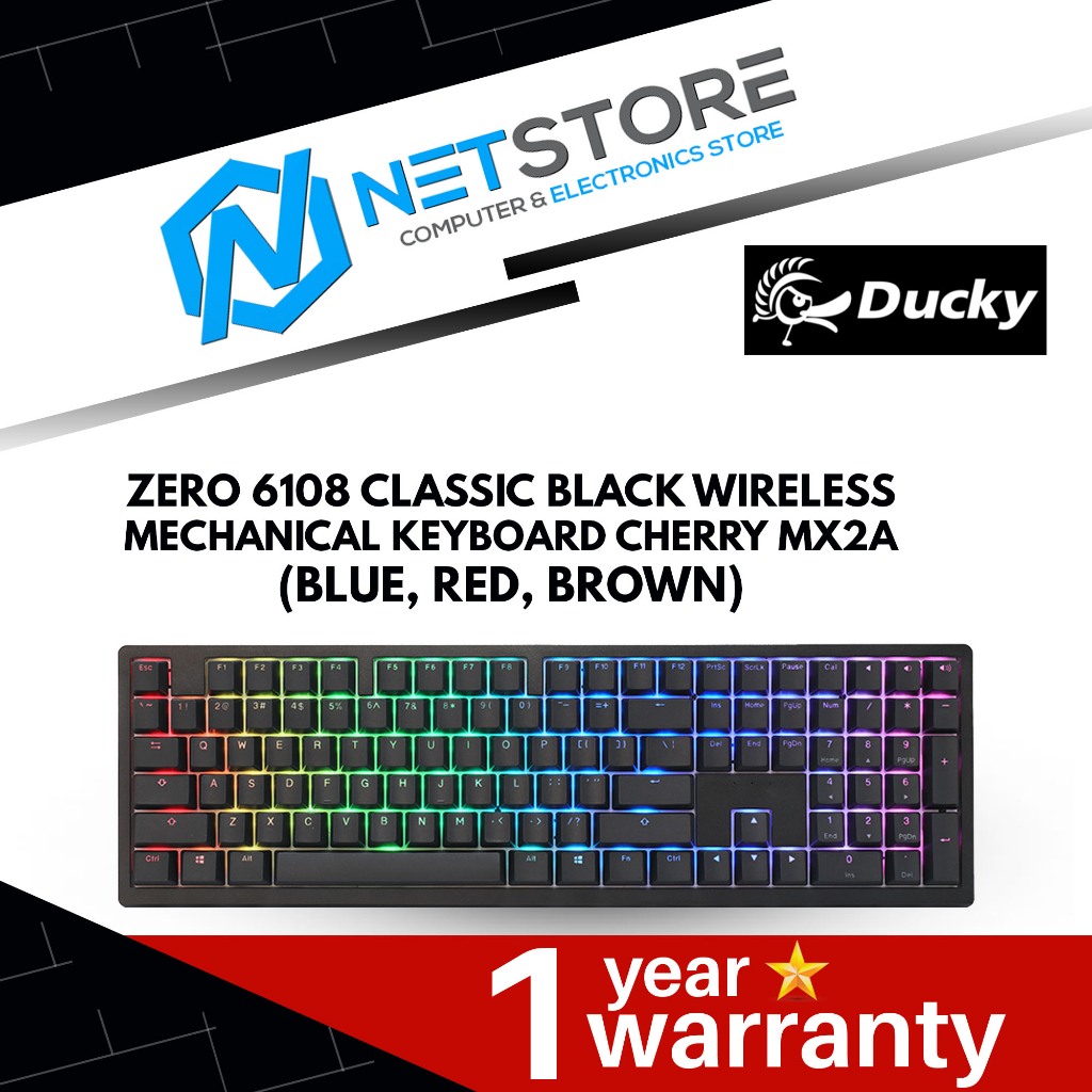 DUCKY ZERO 6108 CLASSIC BLACK WIRELESS MECHANICAL KEYBOARD CHERRY MX2A ...